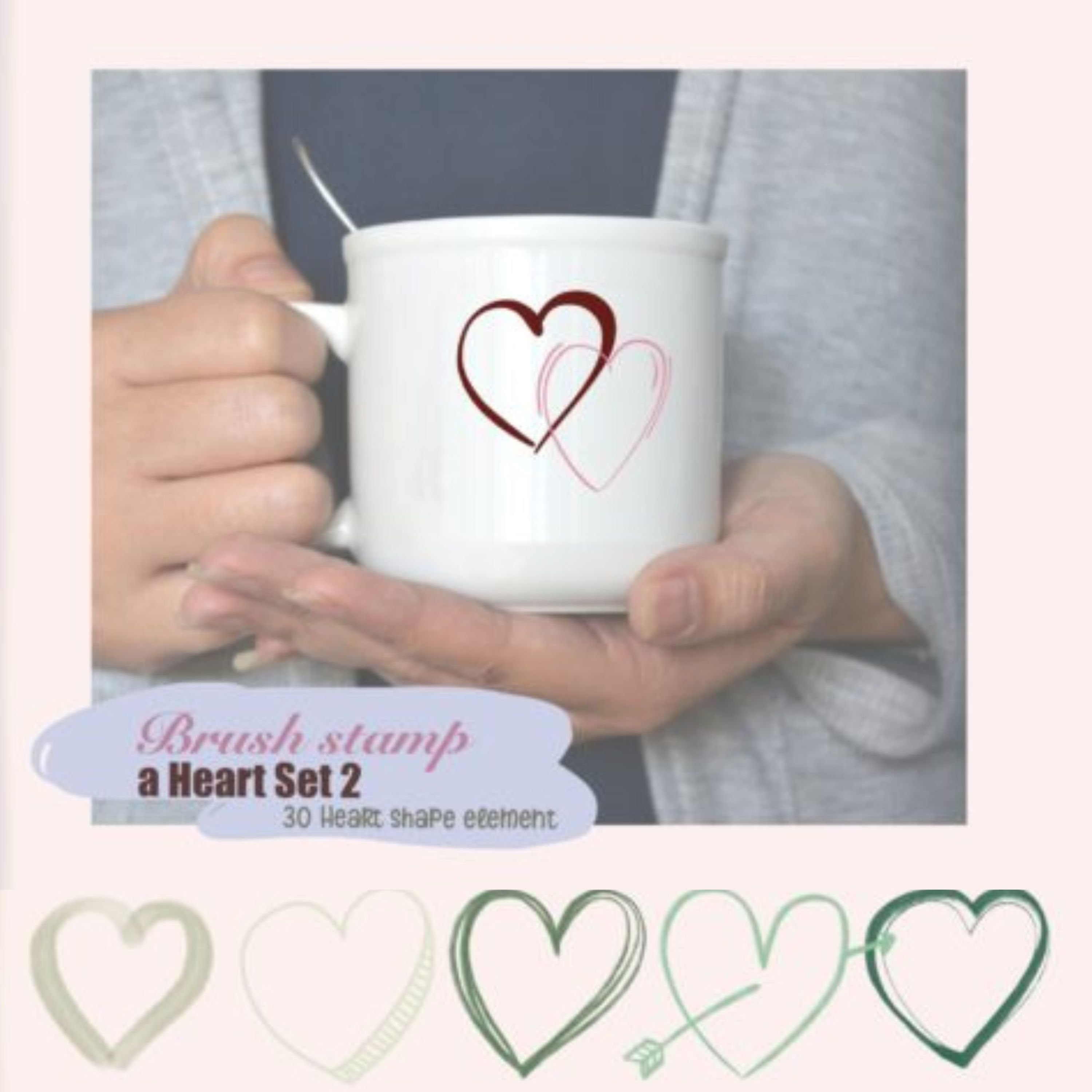 30 Procreate Heart Shape Brush Stamp, Cute Love Decorative Sweet ...