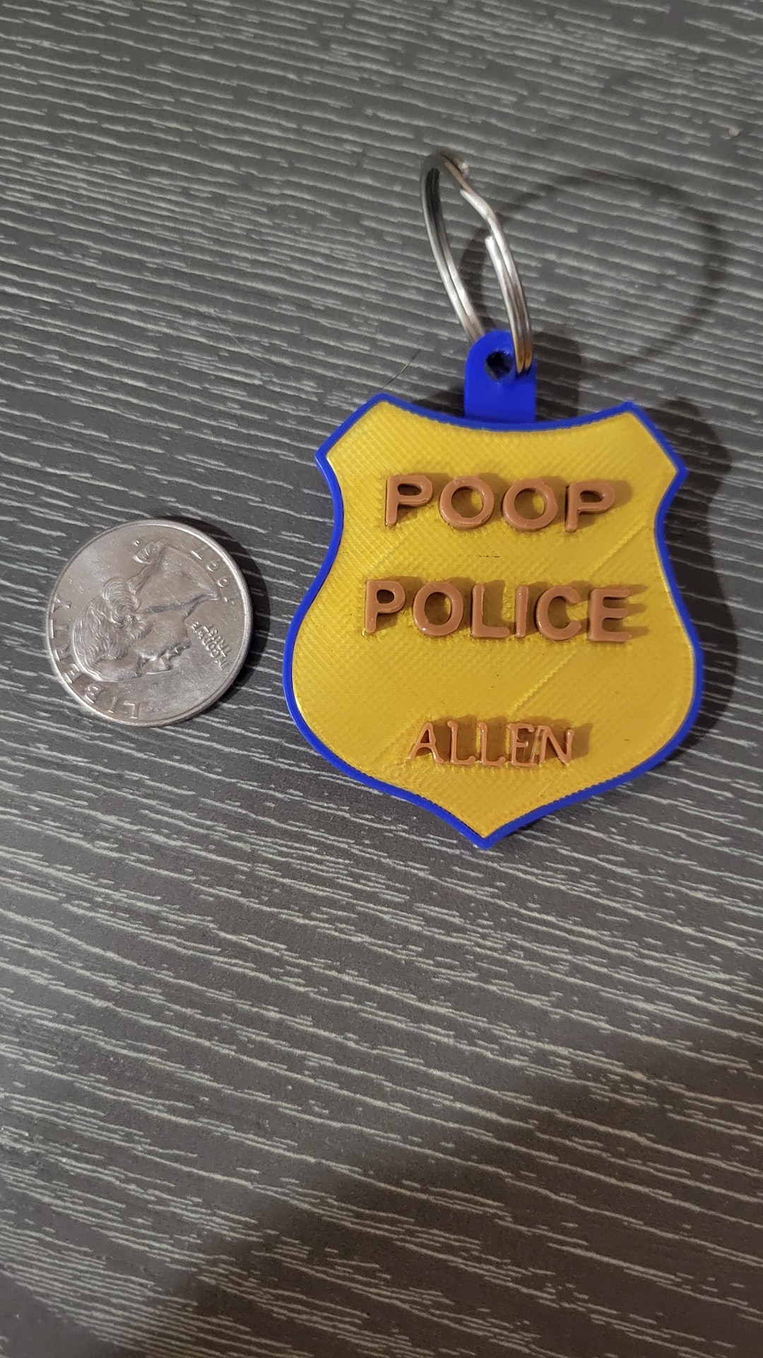 Custom Name Poop Police Badge Keychain: 3D Printed. - Etsy