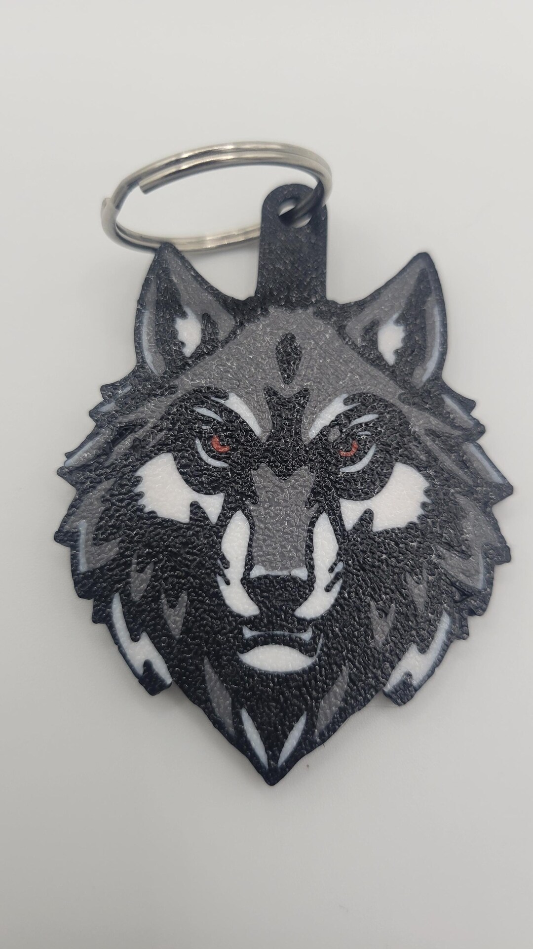 Double Sided Grey Wolf Keychain: 3D Printed. - Etsy
