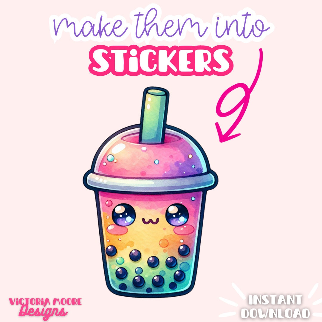 Boba Tea Clipart | Kawaii Clipart Bundle | 25 Bubble Tea Graphics for ...