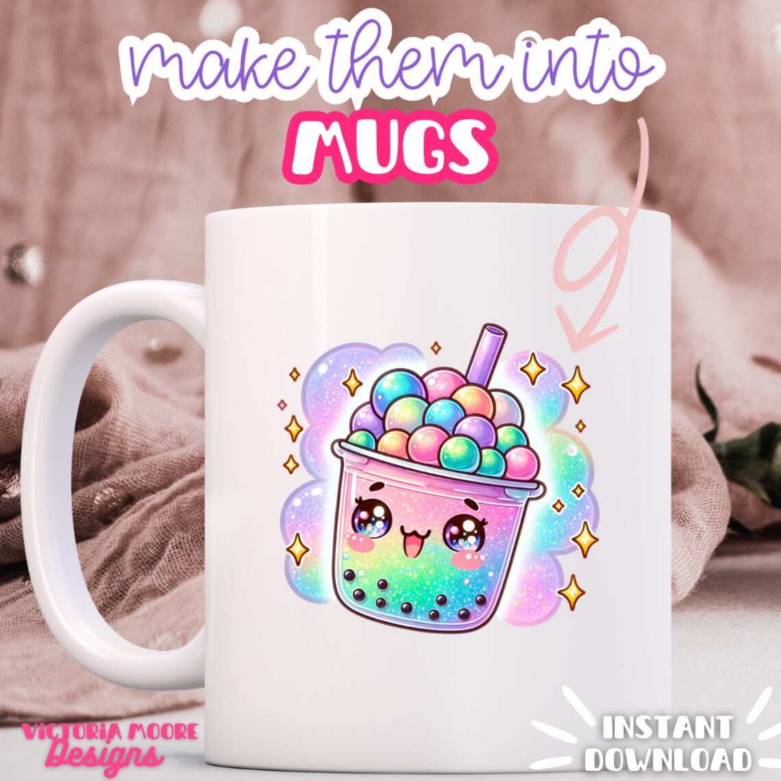 Boba Tea Clipart Kawaii Clipart Bundle 25 Bubble Tea Graphics for ...