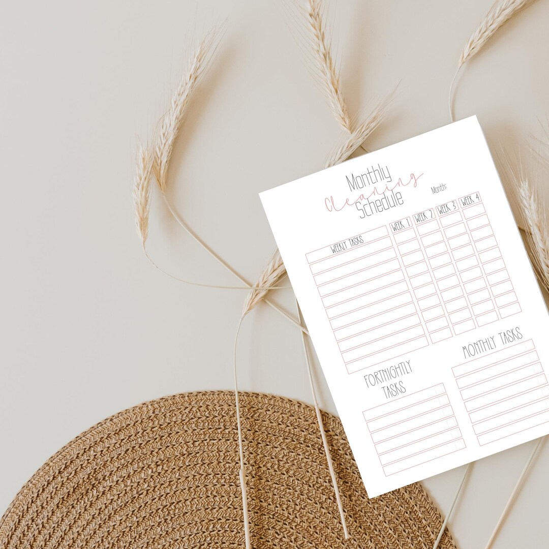 Monthly Cleaning Schedule Printable, Minimalist Cleaning Planner ...