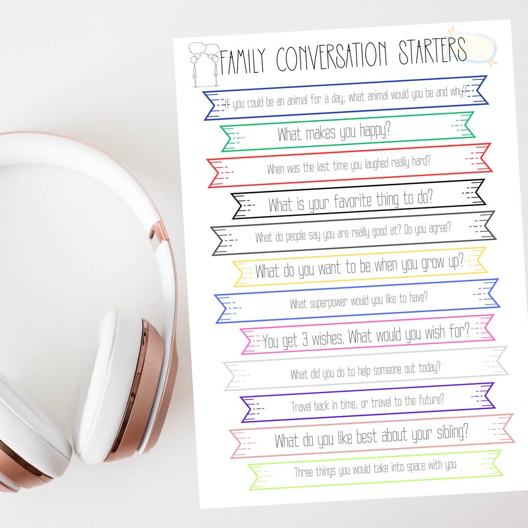Family Conversation Starter Prompts, Dinner Table Topics, Convo Cards ...