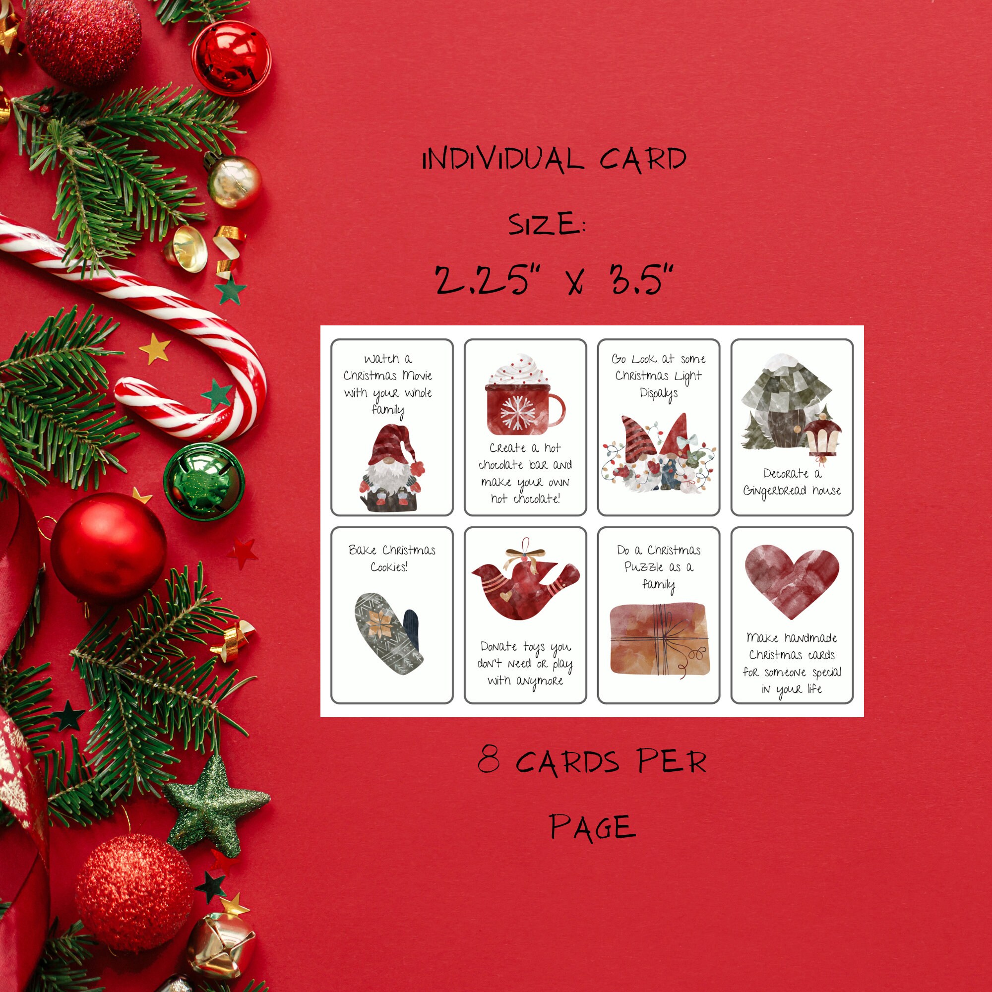 Printable Advent Calendar Activity Cards Nordic Christmas DIY - Etsy