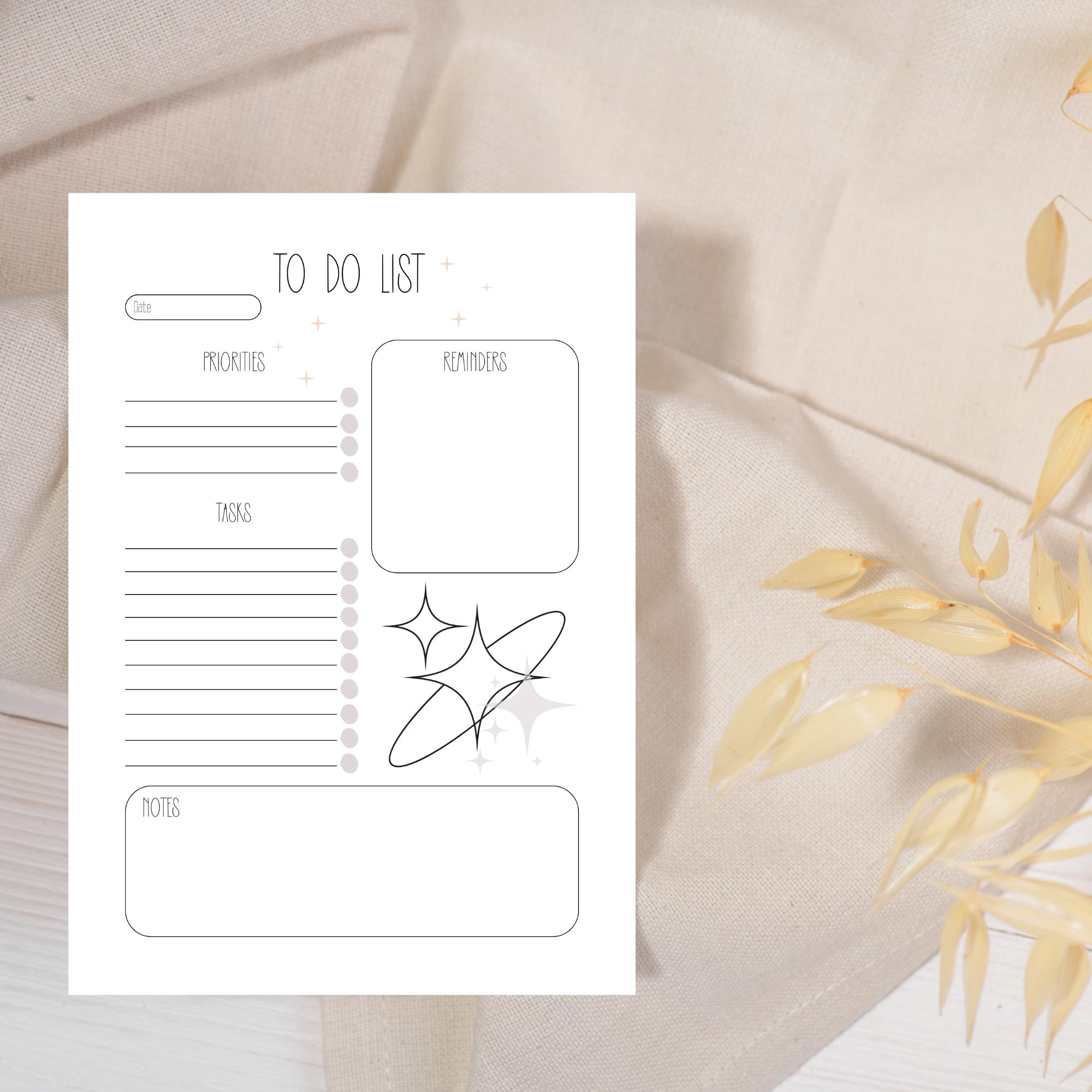 Star Theme to Do List Printable, Task Planner (digital Download) - Etsy
