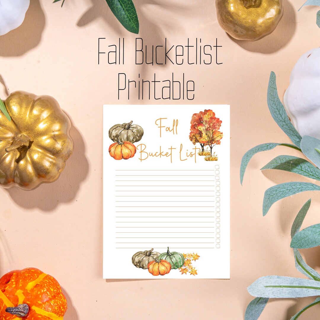 Fall Bucket List Printable, Autumn Activities DIY Checklist, Harvest ...