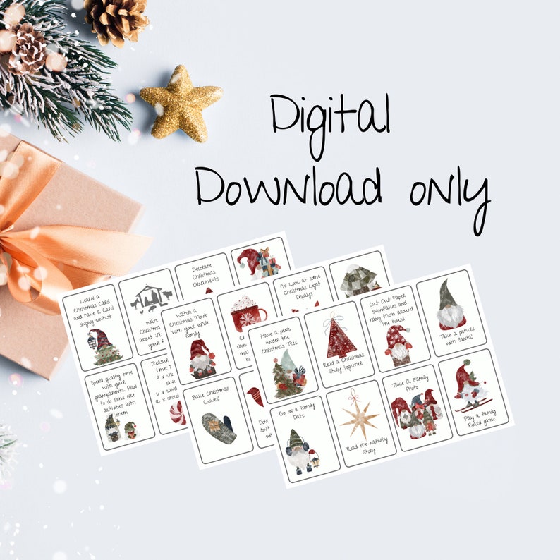 Printable Advent Calendar Activity Cards, Nordic Christmas DIY Advent ...
