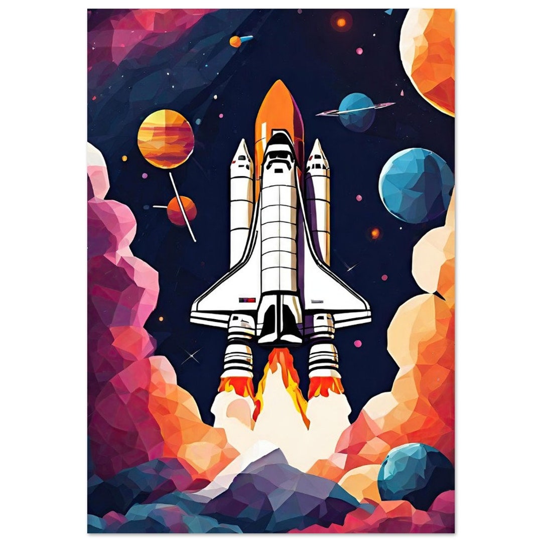 Polygon Poster Space Shuttle, Low Poly Art Poster Space Shuttle, Rocket ...