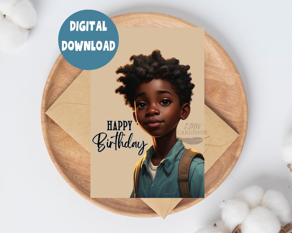 PRINTABLE Happy Birthday Card for Boys Digital Download With African ...