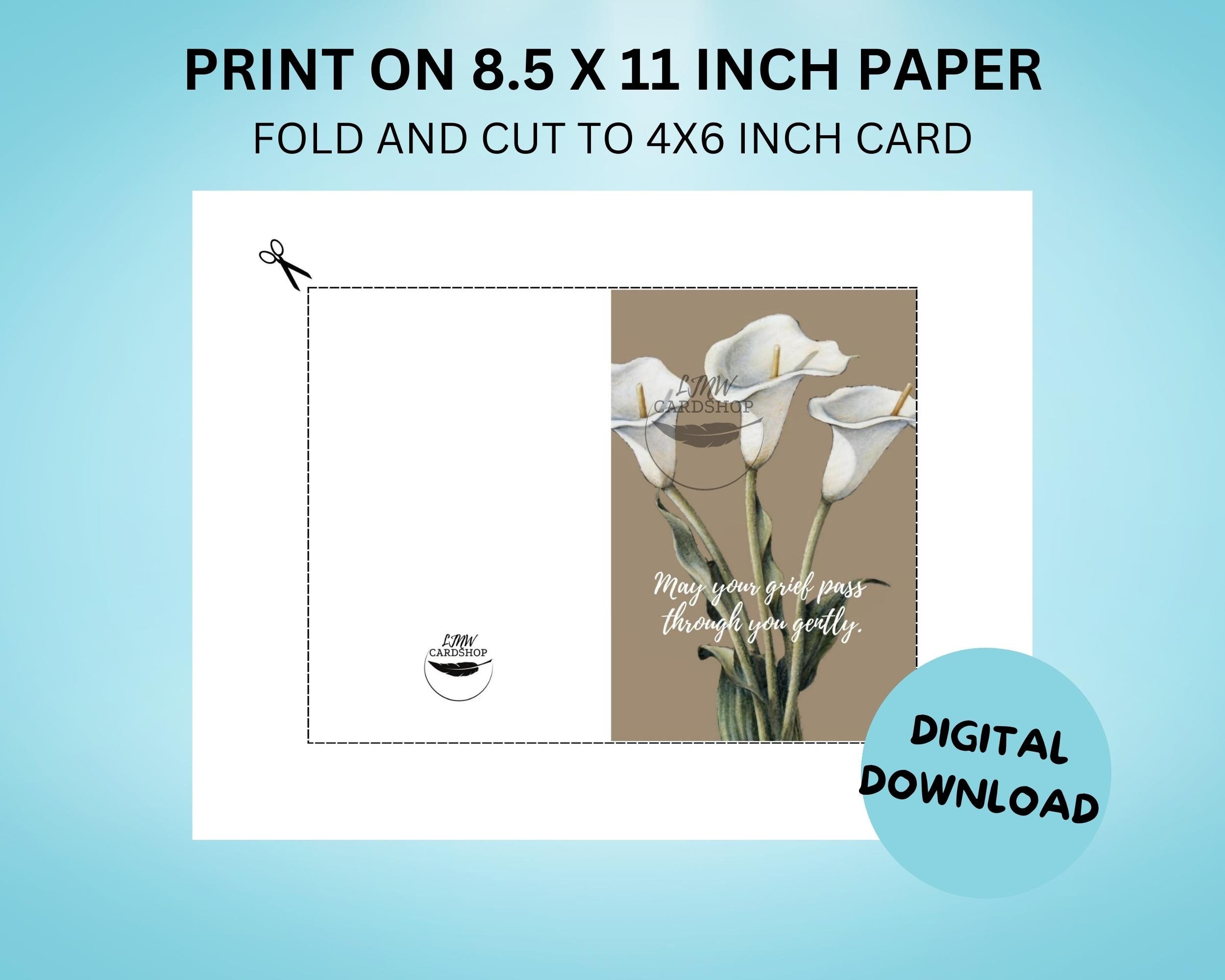 PRINTABLE Condolences Card With Calla Lily Flowers Art for Men and ...