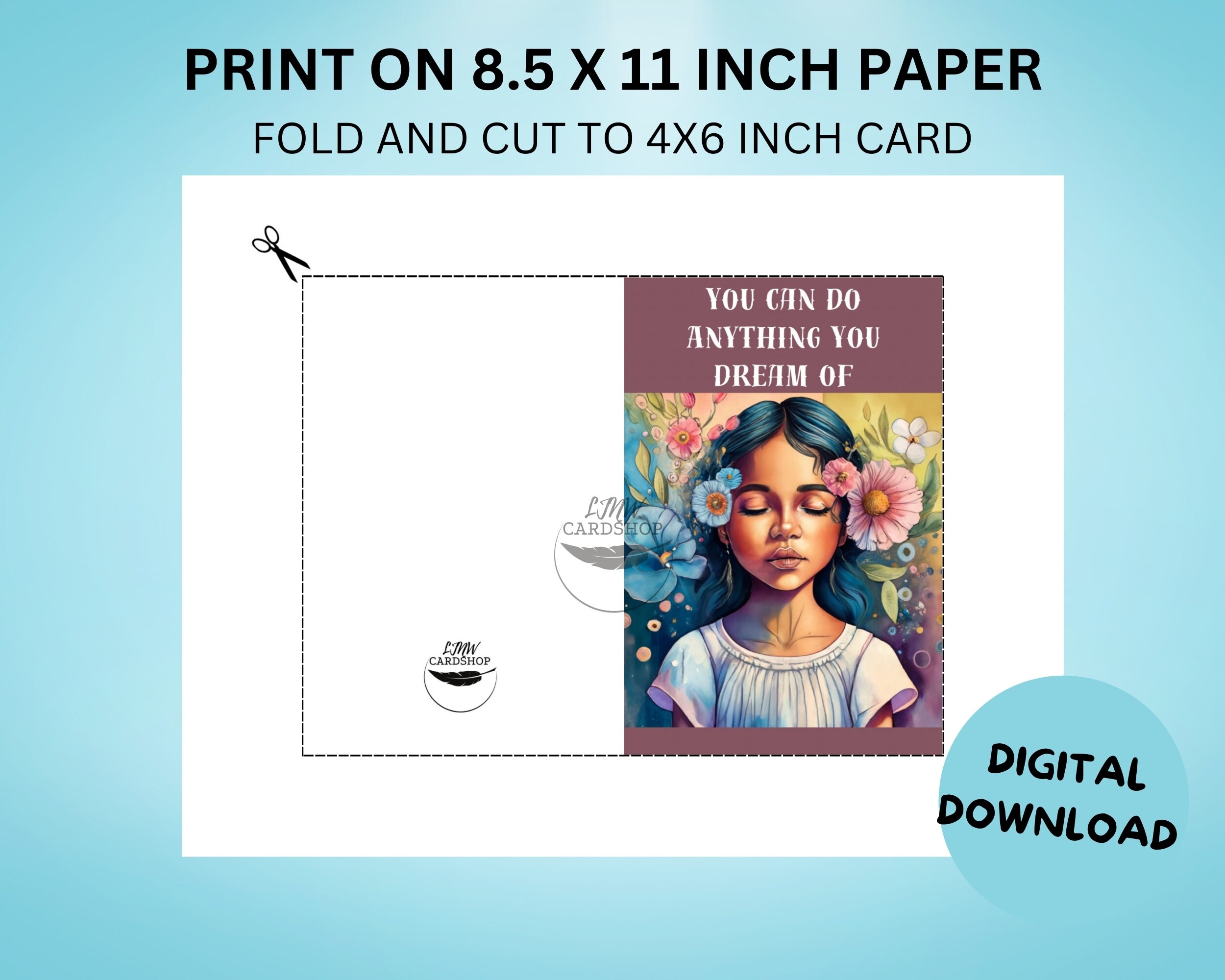 PRINTABLE Positive Affirmation Card for Girls Encouragement Greeting ...