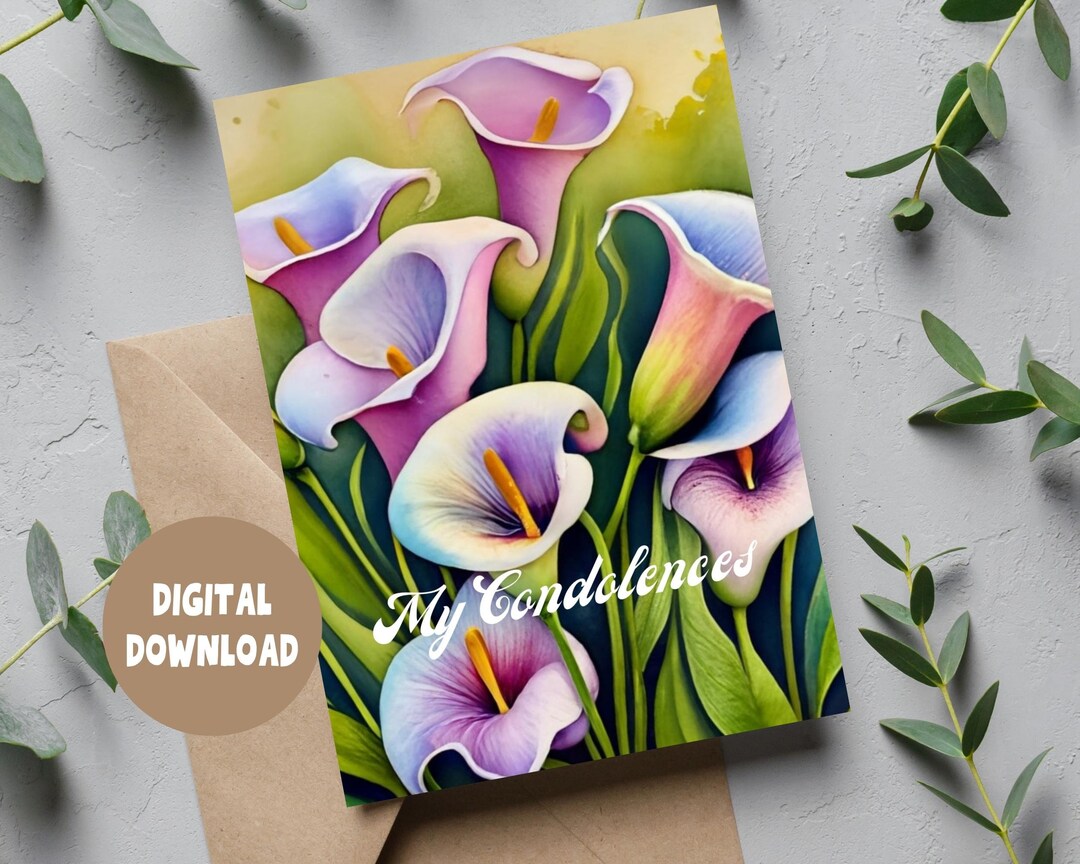 PRINTABLE My Condolences Card Instant Digital Download Foldable ...