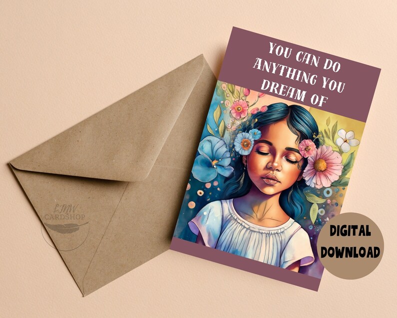 PRINTABLE Positive Affirmation Card for Girls Encouragement Greeting ...