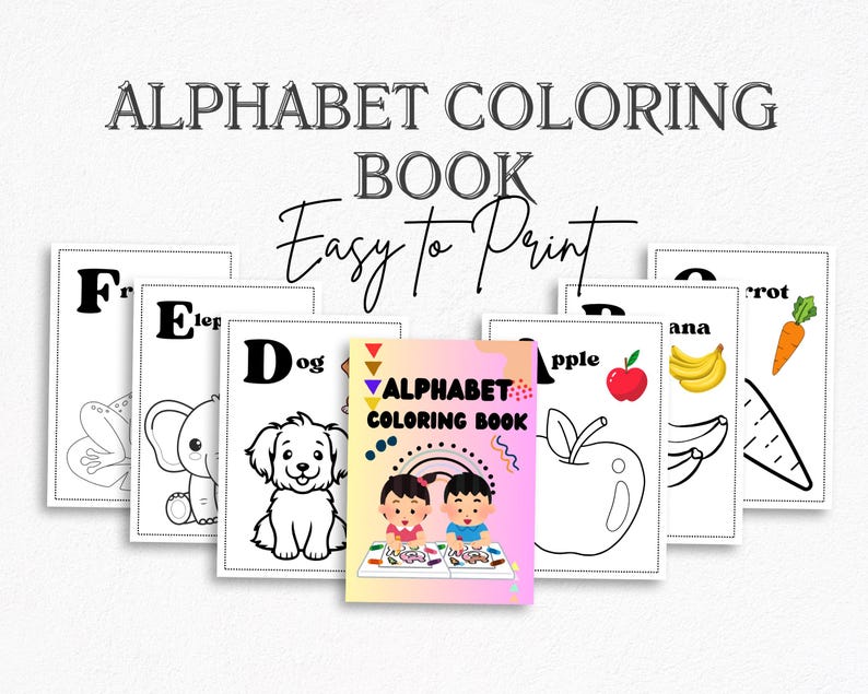 Alphabet Coloring Book for Kids 26 Printable Pages Educational ABC ...