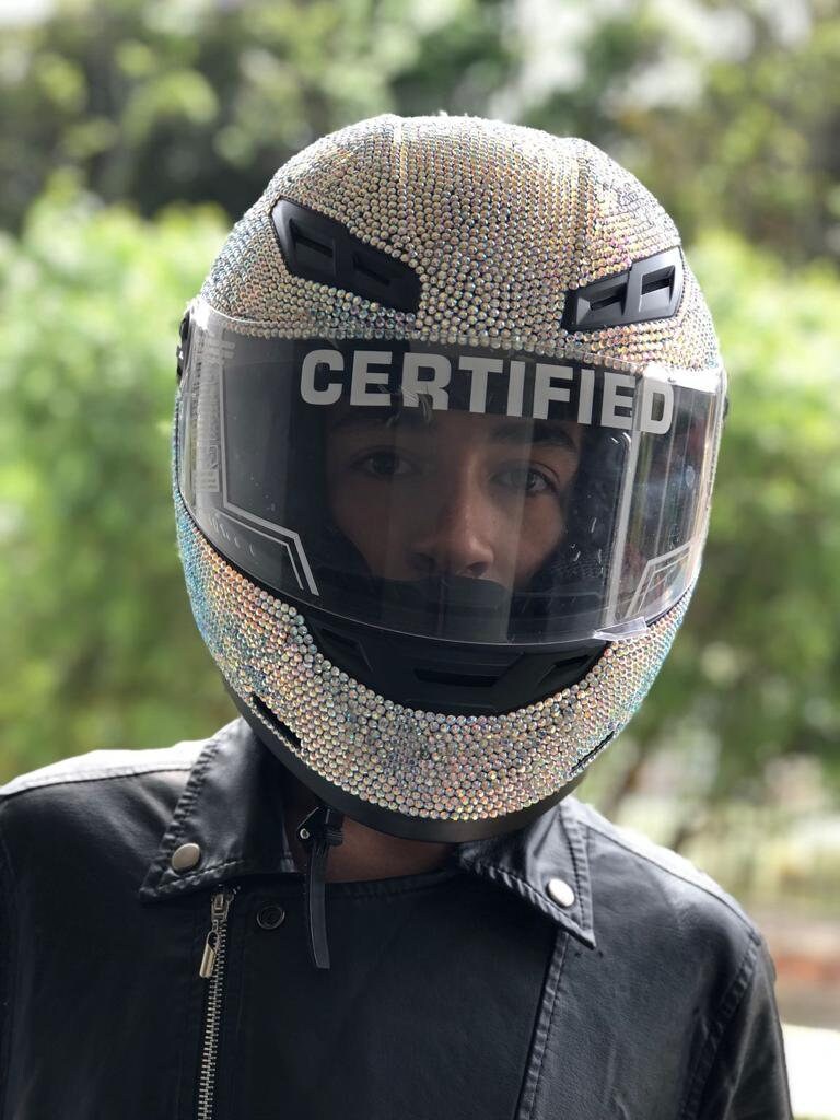 Bling Motorcycle Helmet With Hand Glued Shiny Crystals - Etsy