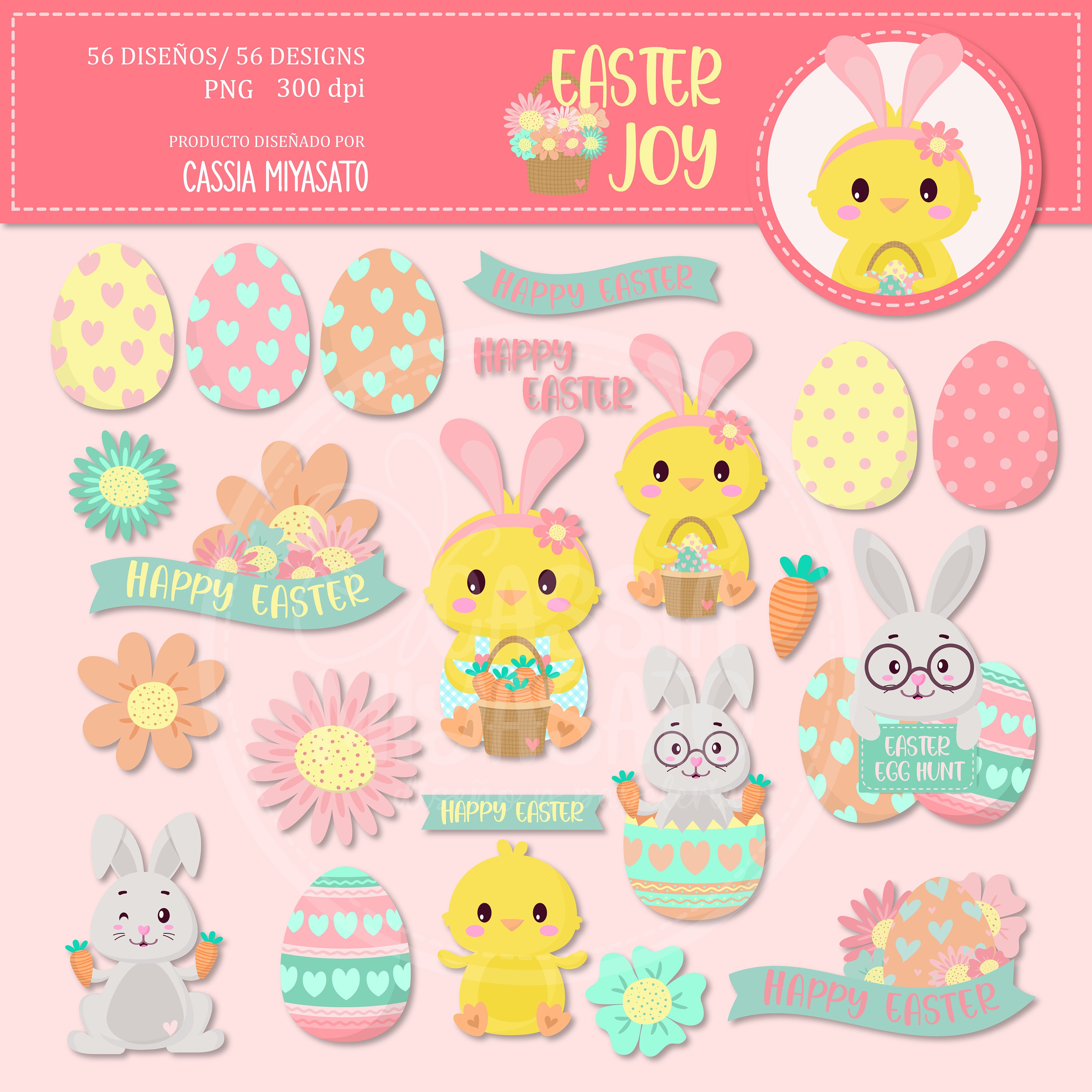 Easter Clipart, Hoppy Easter Clipart, Clipart Easter, Printable Digital ...