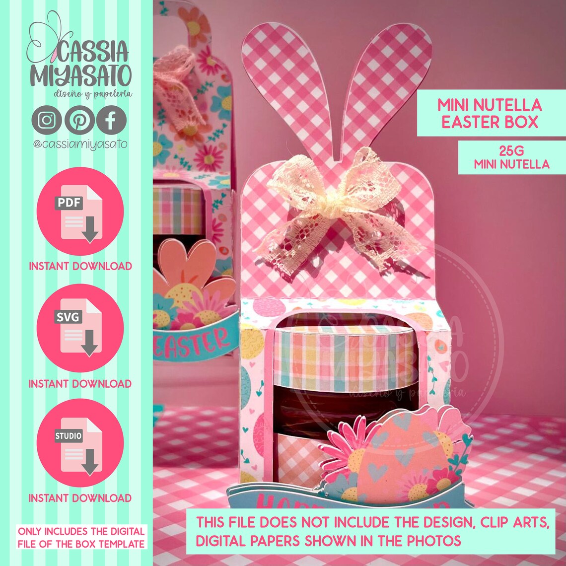 Mini-nutella Easter Box, Mini-nutella Box Digital Template, 25g Mini ...