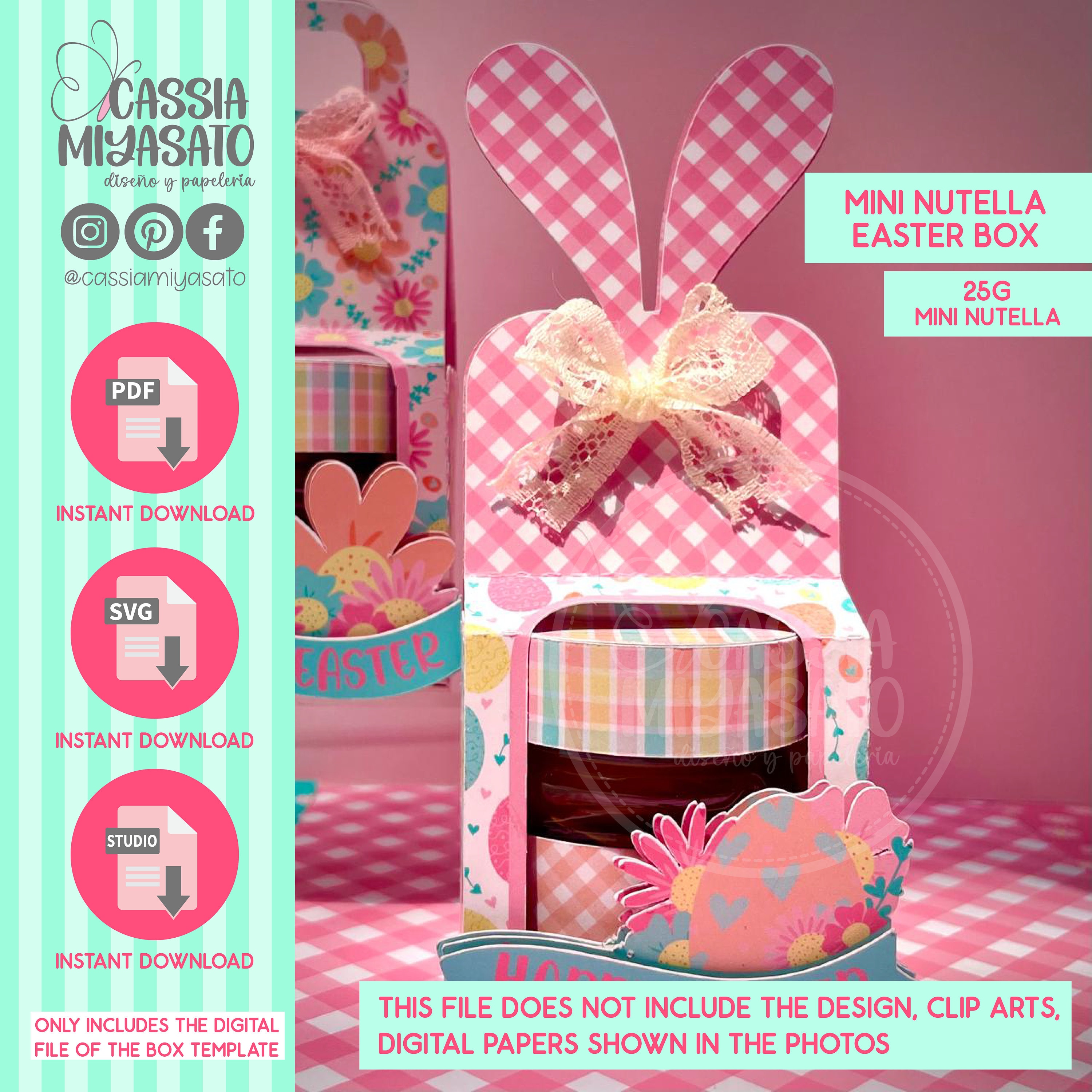 Mini-nutella Easter Box, Mini-nutella Box Digital Template, 25g Mini ...