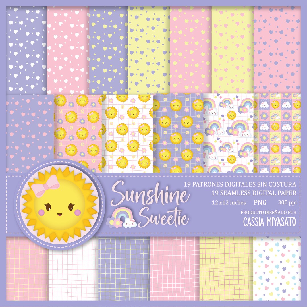 Sunshine Digital Paper, Cute Sun Paper Patterns, Sweet Sunshine ...