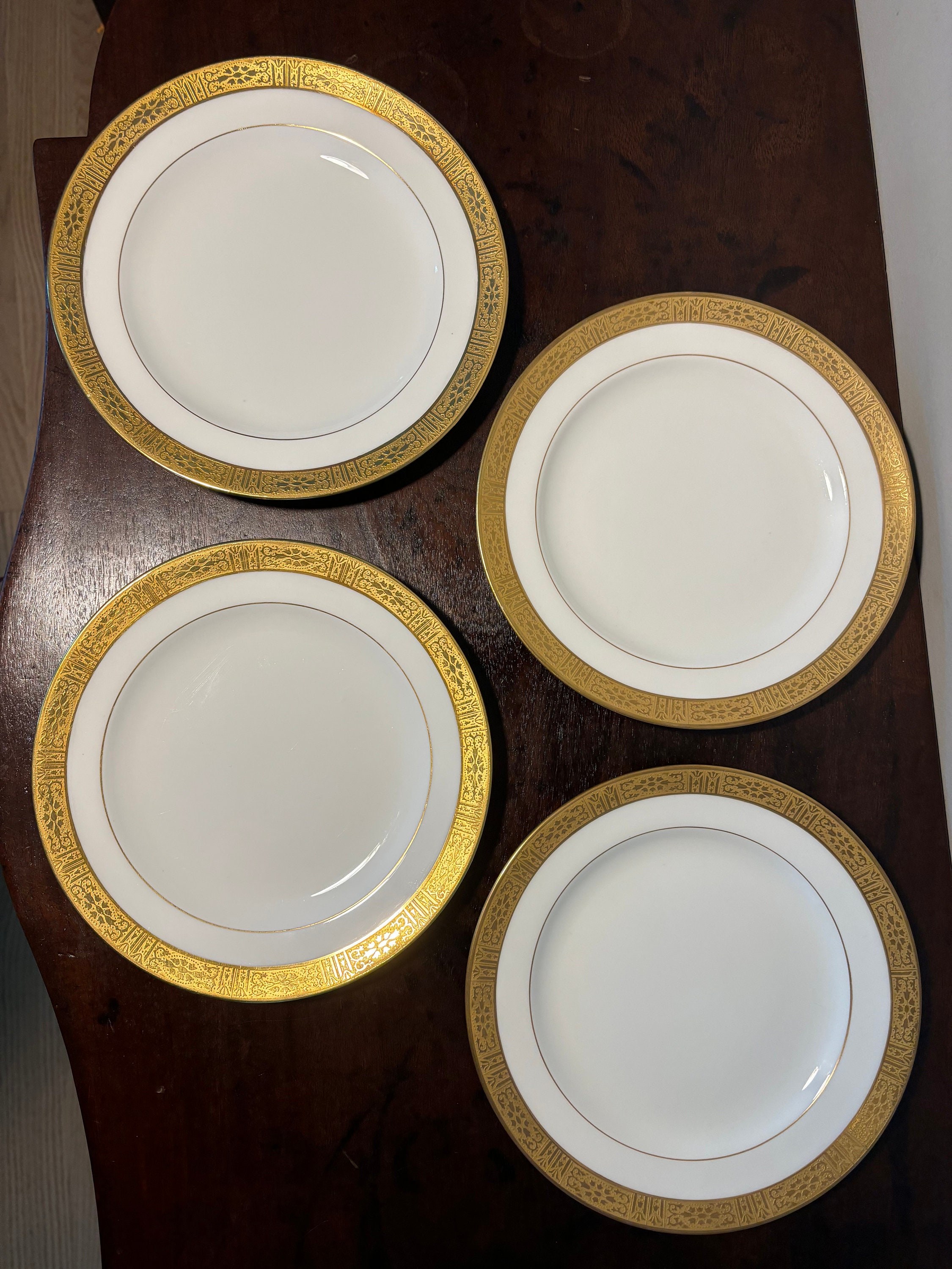 5pc Minton Gold Encrusted Plates 1 Dinner Plate 10 and 4 Salad Plates 7 ...