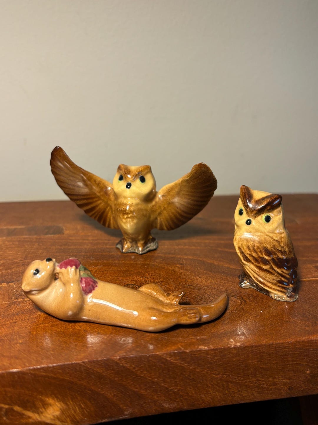 VTG 3pc Hagen Renaker Miniature Figurines 1 Laying Otter on the Back ...