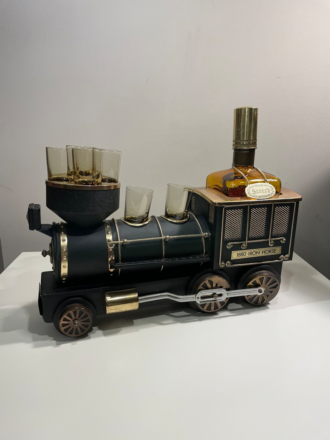 VTG Musical Train Decanter 1880 Iron Horse 6 Shot Glasses Tilso Japan ...