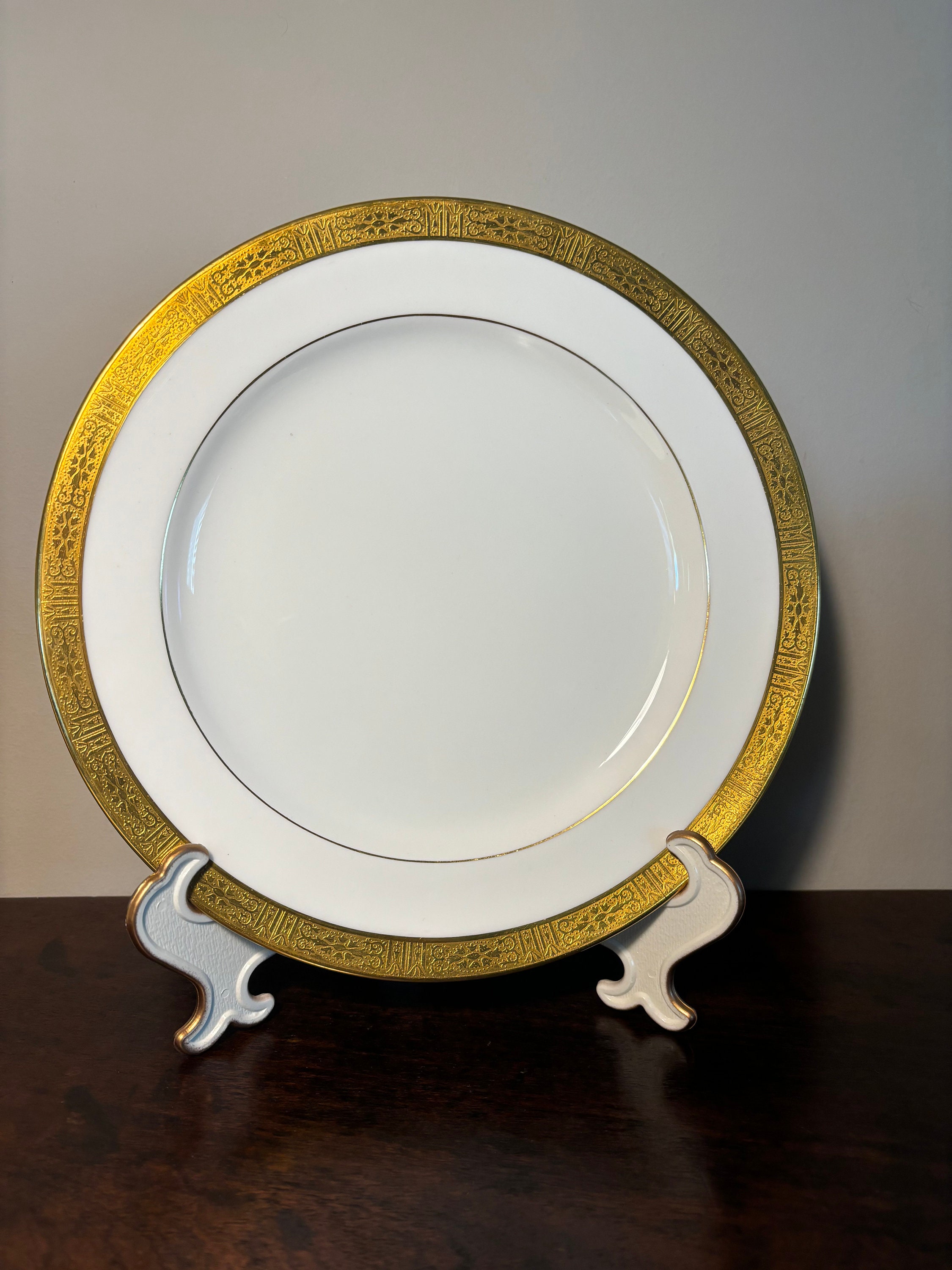 5pc Minton Gold Encrusted Plates 1 Dinner Plate 10 and 4 Salad Plates 7 ...