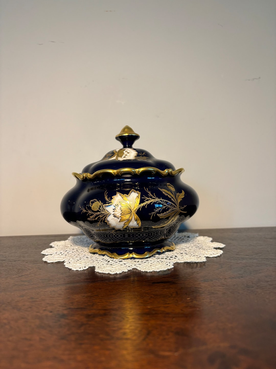 VTG Lindner Kueps Bavaria Isabel Candy Dish Echt Cobalt Made in Germany ...