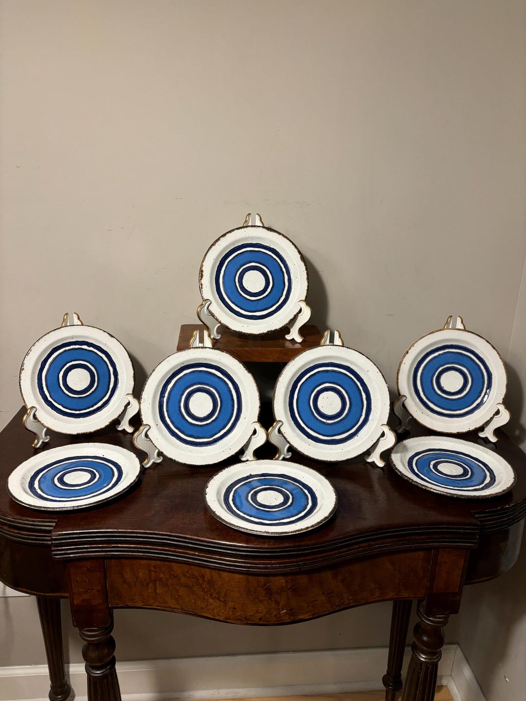 8pc Moon Stonehenge Midwinter Plate Set Blue Bread and Butter 7 Made in ...