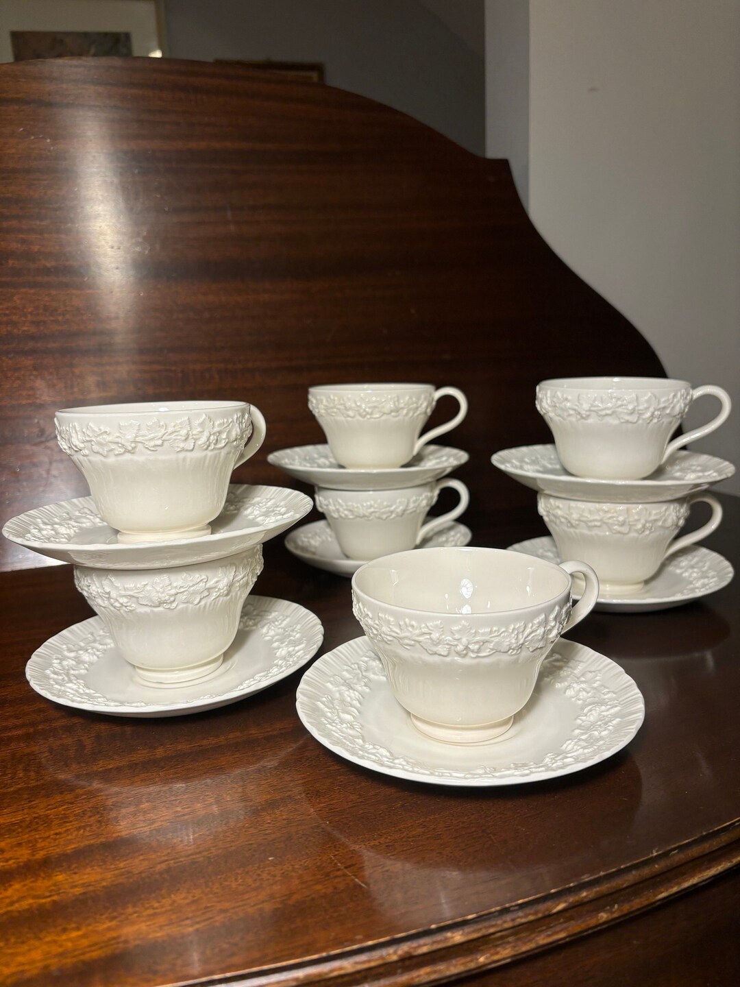 Wedgwood Tea Set for 7 Etruria and Barlaston Embossed Queens Ware Ivory ...