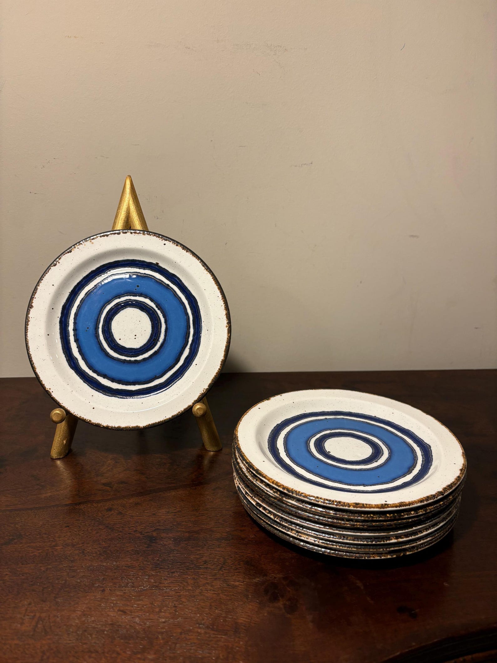 8pc Moon Stonehenge Midwinter Plate Set Blue Bread and Butter 7 Made in ...