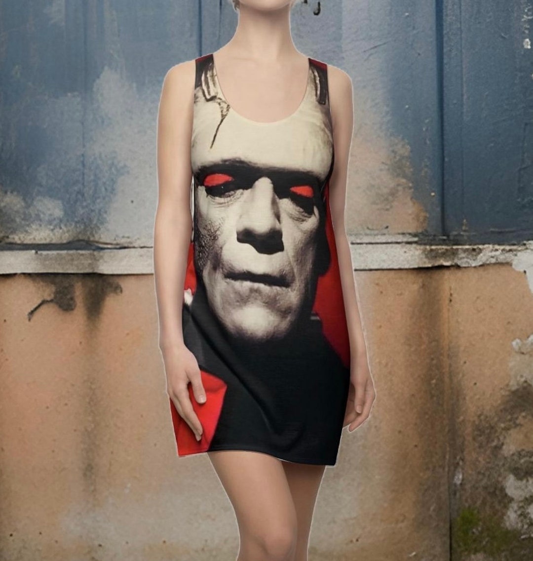 Women's Cut & Sew Racerback Dress Frankenstein Monster Love Pop Art ...
