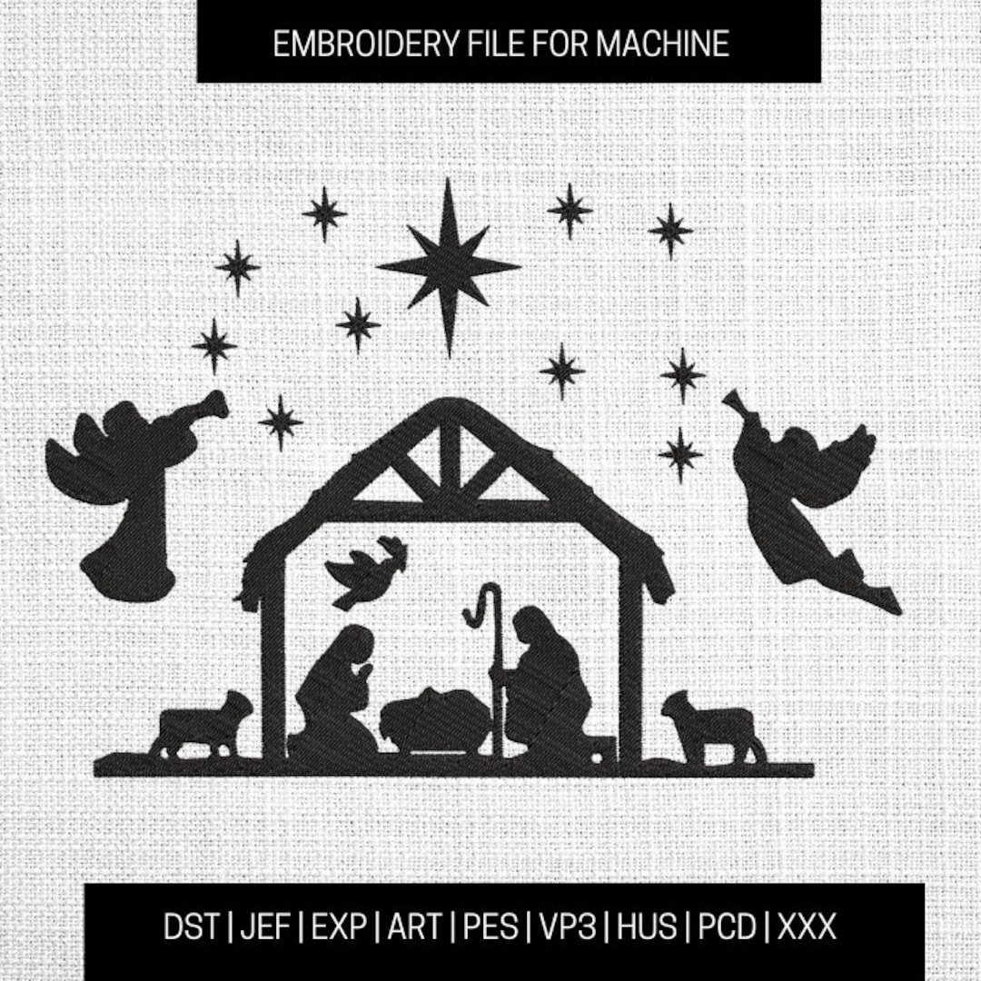 Nativity Scene Embroidery Designs, Nativity Embroidery Pattern,nativity ...