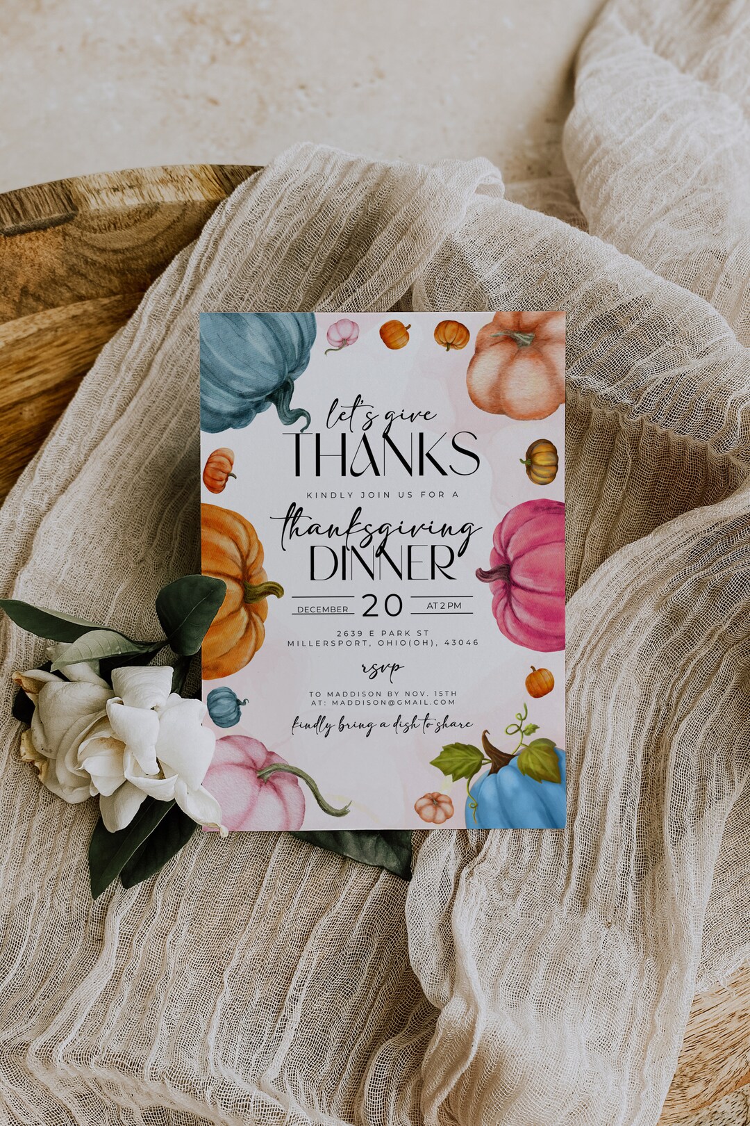 Thanksgiving Dinner Invitation Let's Gather Invitation - Etsy