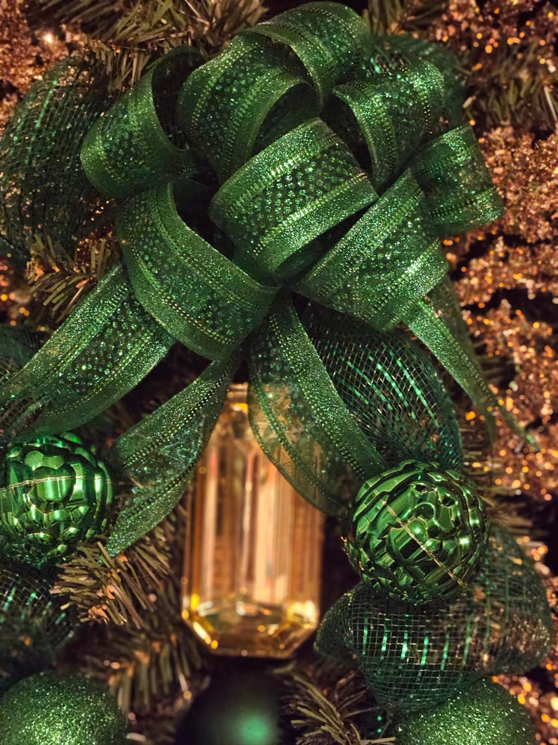 Jewel Winter Swag in Emerald Green and Gold - Etsy