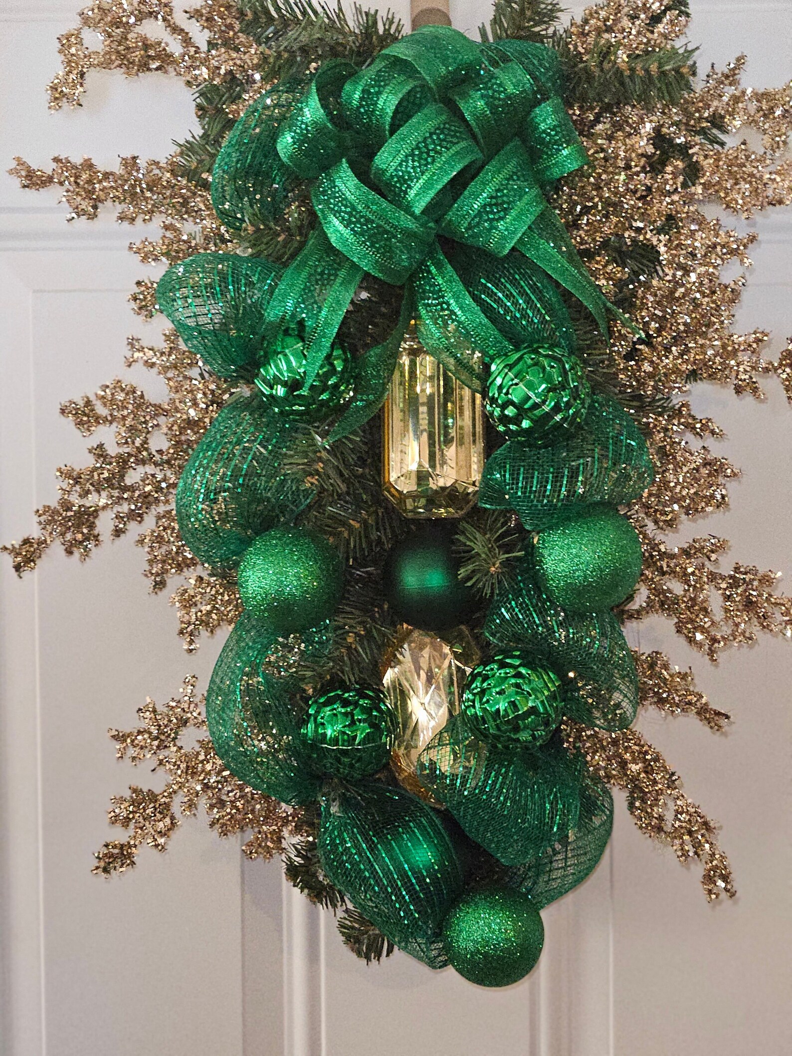 Jewel Winter Swag in Emerald Green and Gold - Etsy