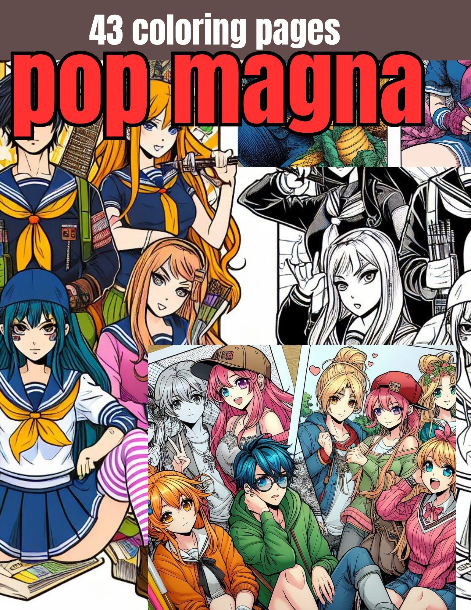 ANIME POP MAGNA Coloring Pages | Digital Print| Anime Coloring Pages ...