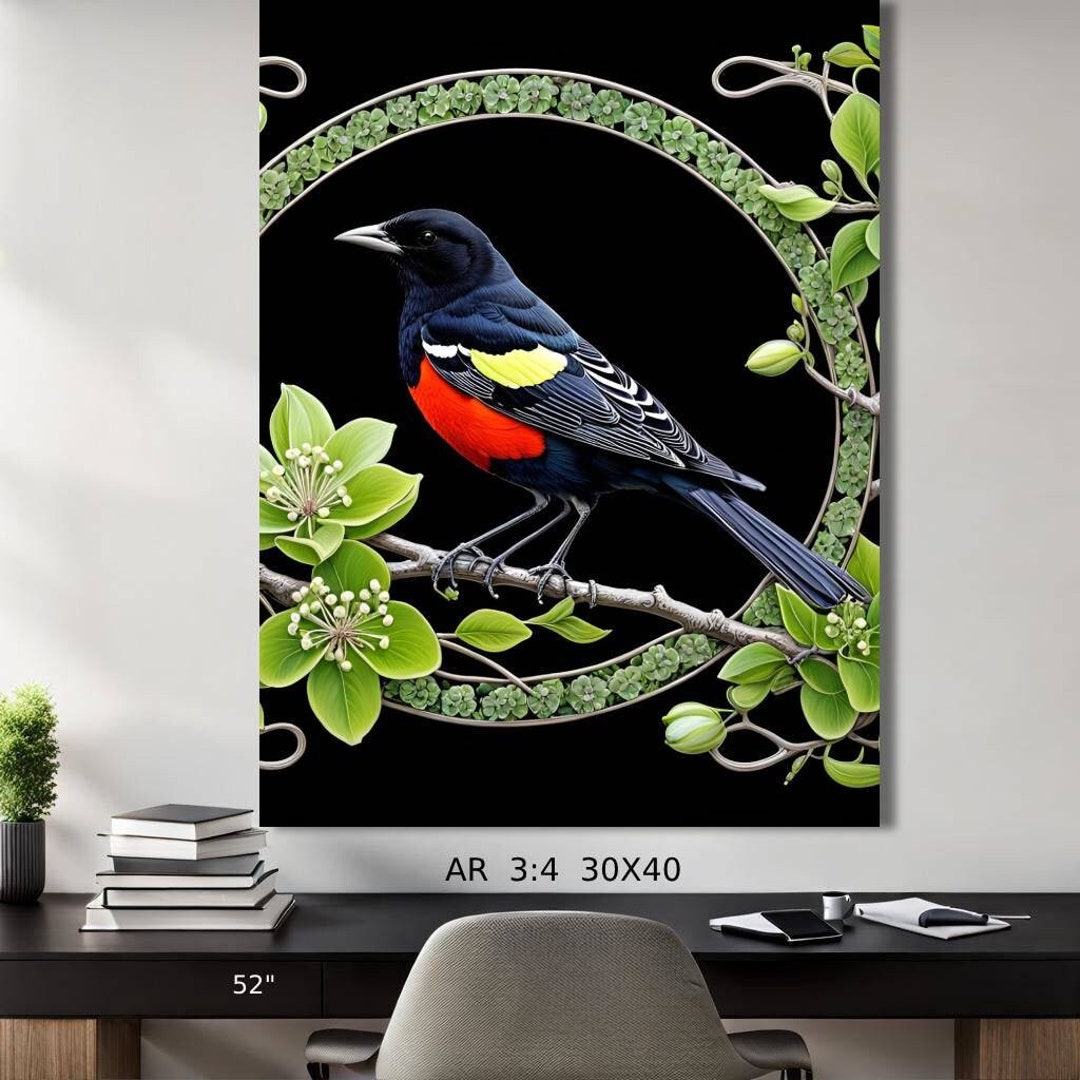 Stunning Digital Bird Art With Vibrant Colors and Floral Accents ...