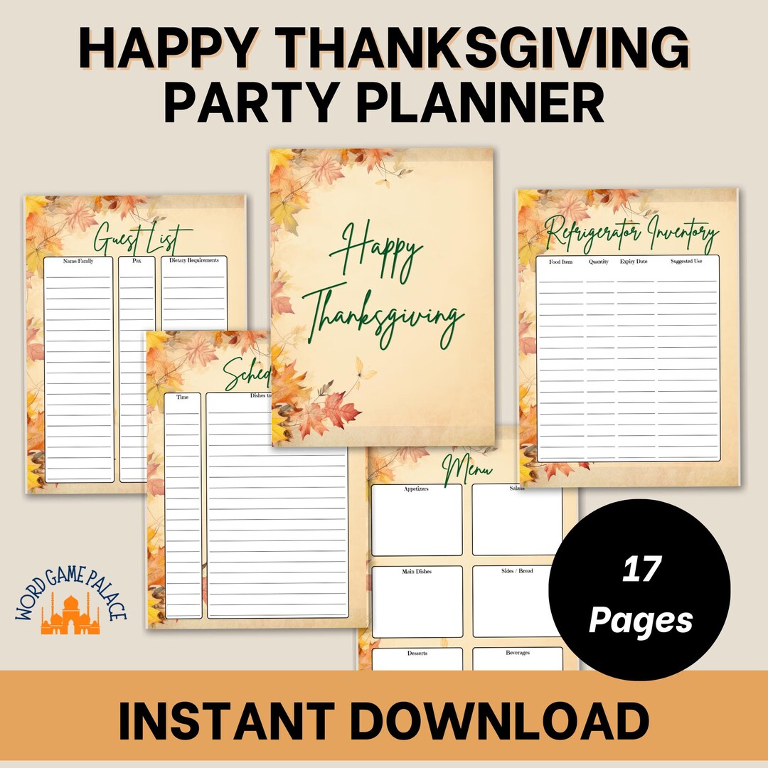 Printable Thanksgiving Planner, PDF - Etsy