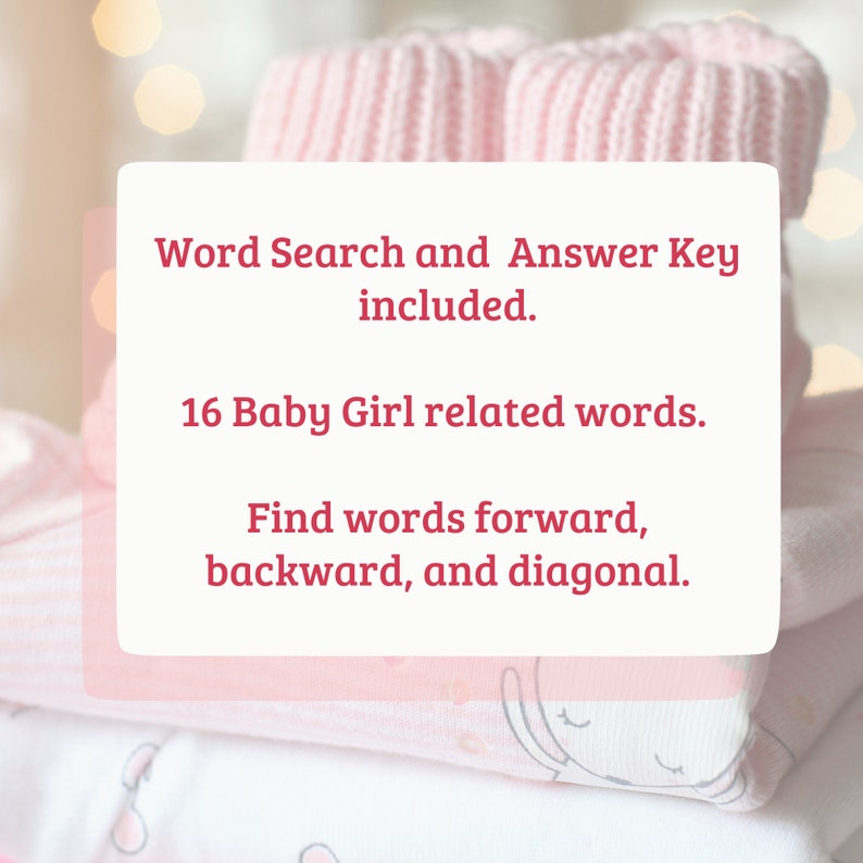 Printable Baby Shower Word Search Puzzle, Gender Reveal Game, Baby Girl ...
