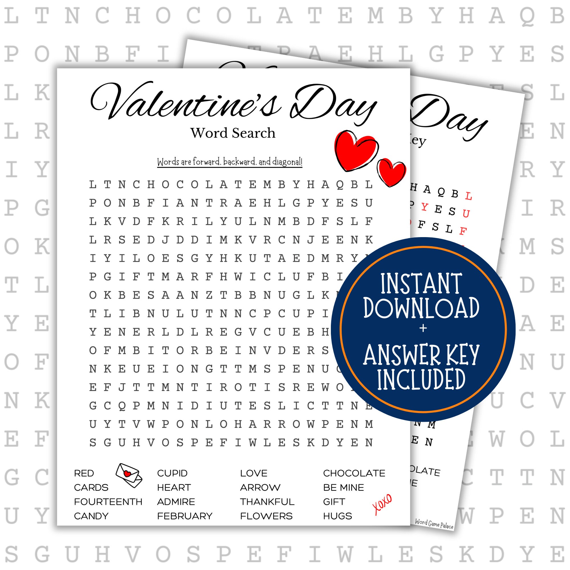 Printable Valentine Word Search Puzzle Instant Download, Galentine's ...