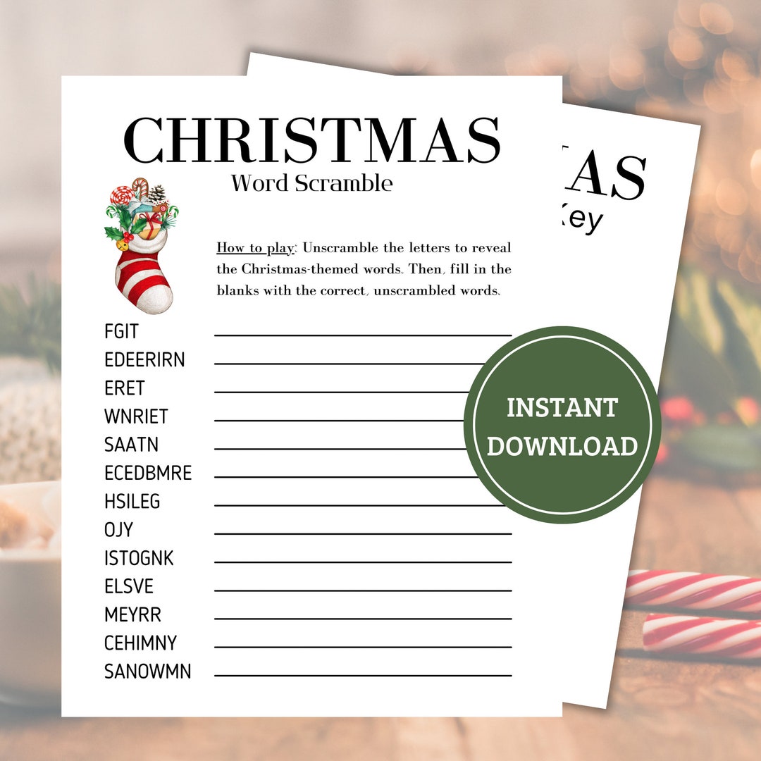 Printable Christmas Word Scramble, Kids Party Game, Homeschool ...