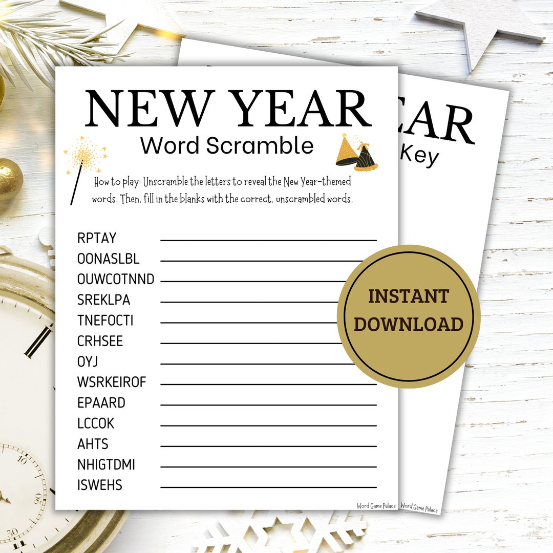 Printable New Year Word Scramble Game Instant Download - Etsy UK
