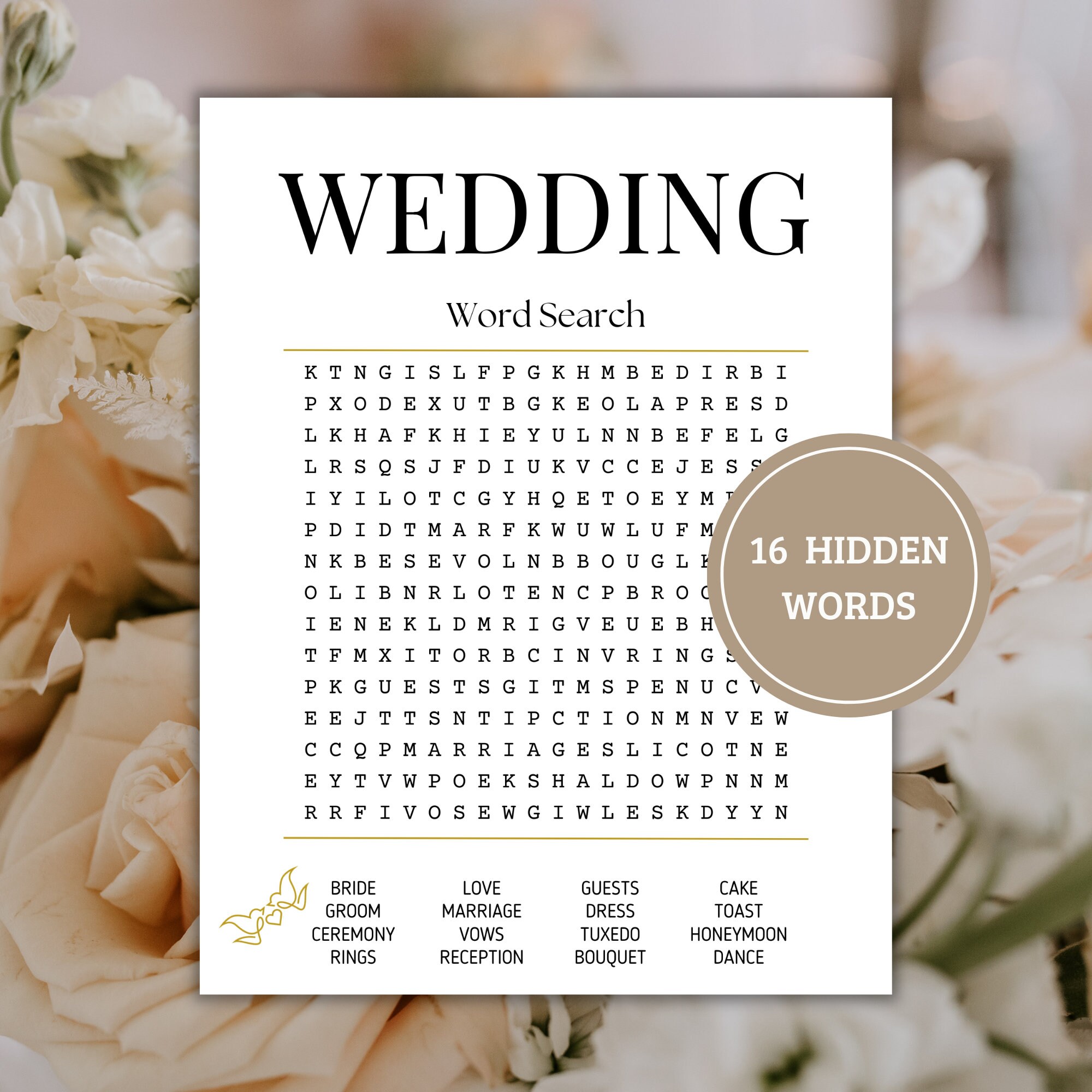 Printable Wedding Word Search Puzzle Instant Download - Etsy