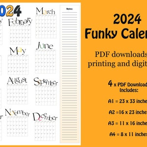 2024 Funky Year Calendar Printable Poster PDF Download - Etsy