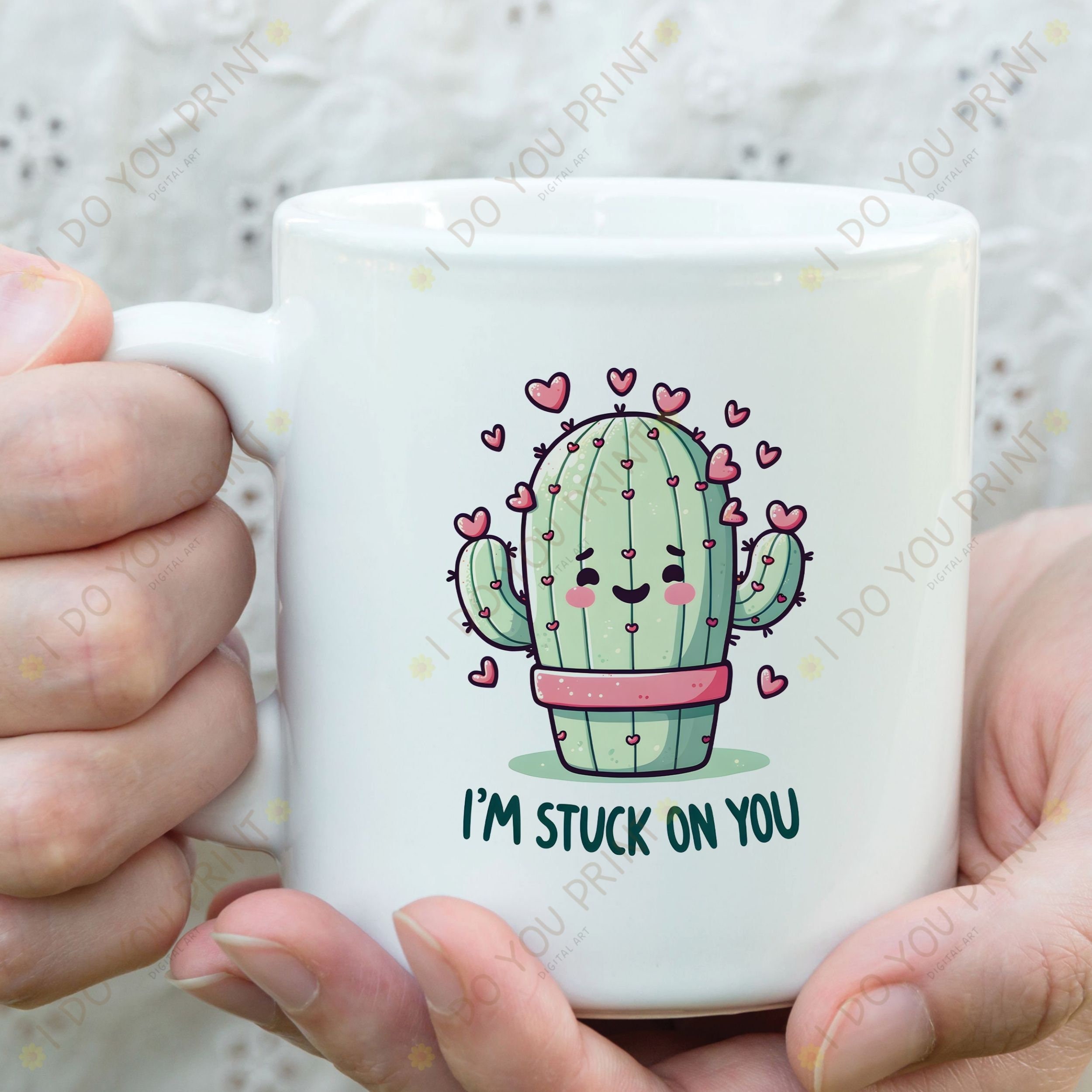 Stuck on You Cactus Png Sublimation Designs Download, Valentine's Day ...