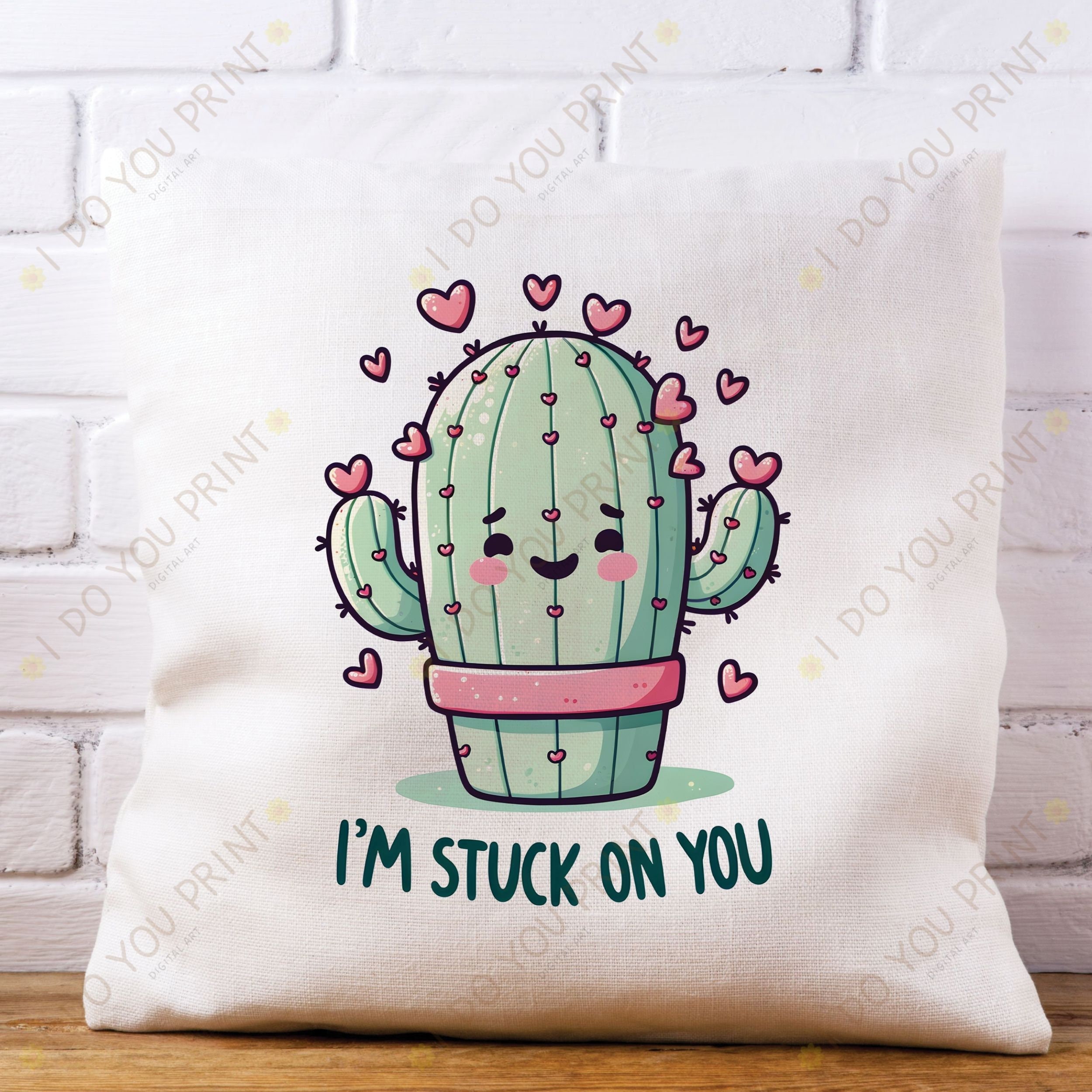 Stuck on You Cactus Png Sublimation Designs Download, Valentine's Day ...