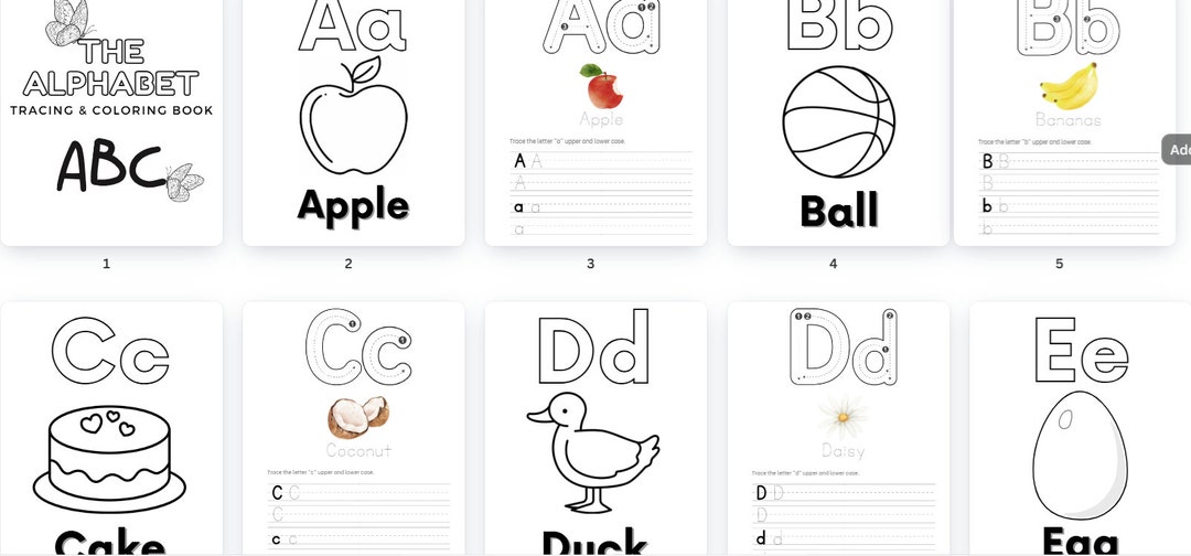 Tracing Alphabet, Coloring Alphabet Workbook 52-page Digital Download ...