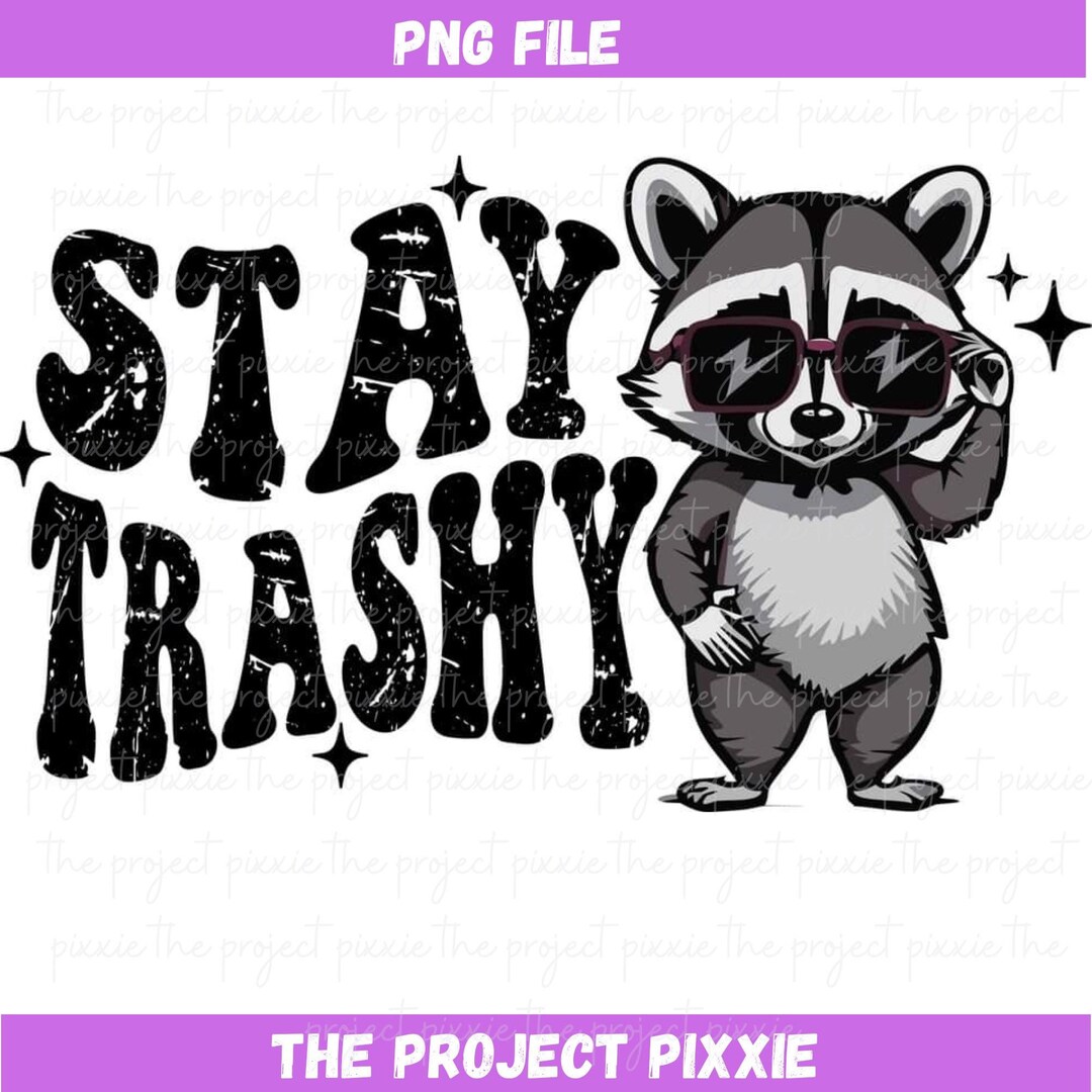 Funny PNG Stay Trashy Raccoon Clip Art Motivational Positive Vibes ...
