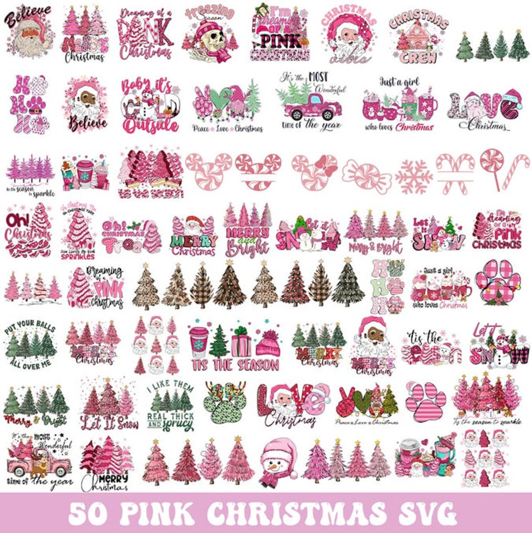 Pink Christmas SVG Bundle Pink Christmas PNG Pink Winter - Etsy